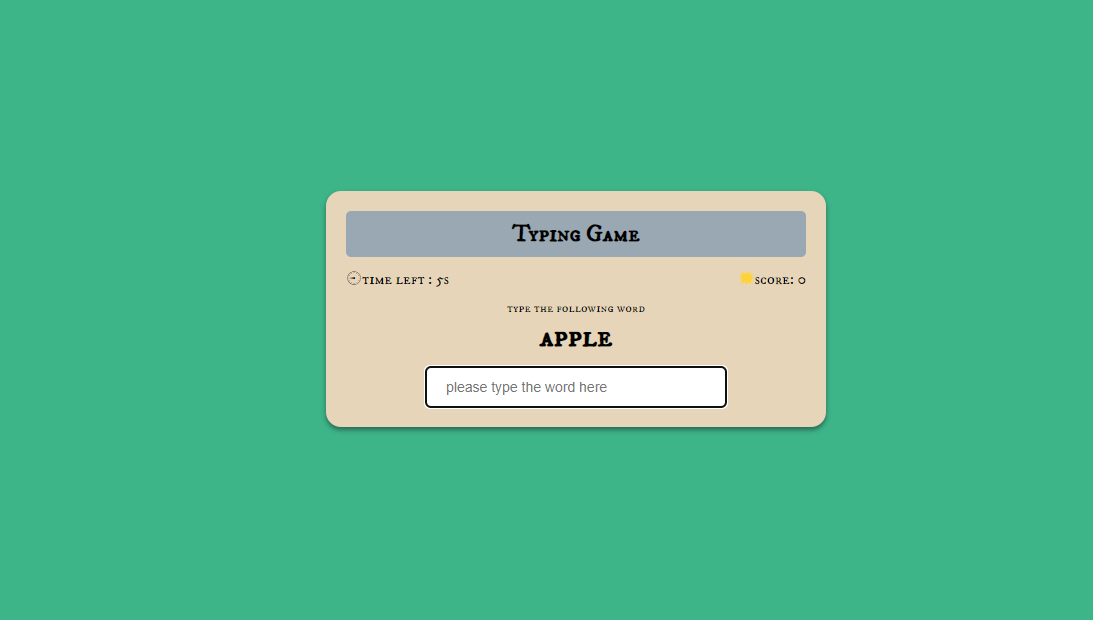 Typing Game App In Javascript With Source Code Sourcecodester